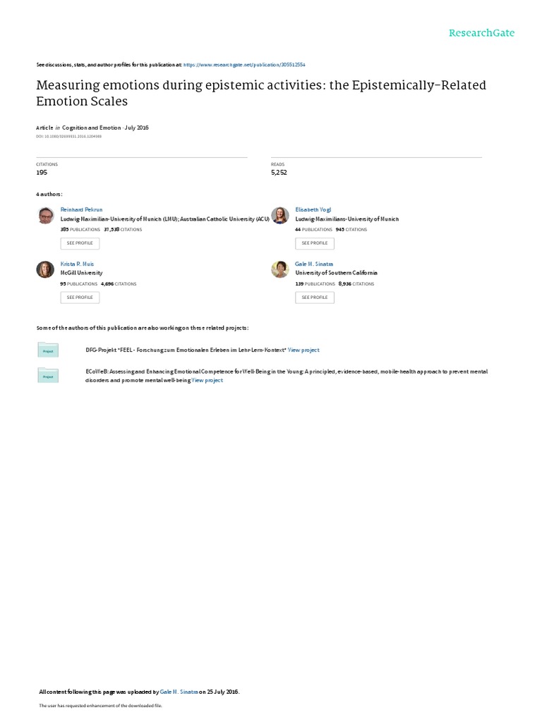 Measuring Emotions During Epistemic Activities: The Epistemically ...
