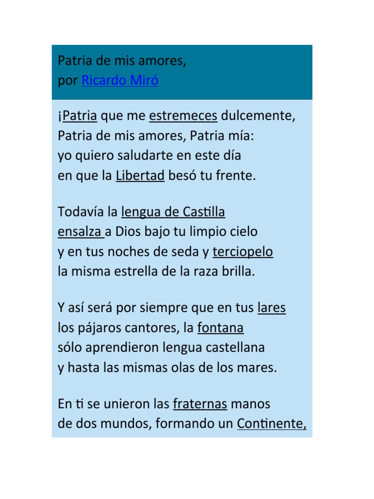 Patria de Mis Amores. TRABAJO DE ANÁLISIS | PDF