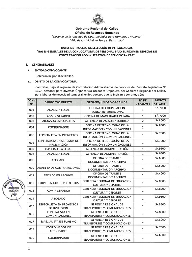 Bases Del Proceso de Seleccion de Personal Cas 02-06-2023 | PDF Bases Del Proceso de Seleccion de Personal Cas 02-06-2023 | PDF
