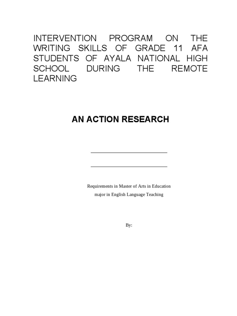 Intervention Program On The Writing Skills of Grade 11 Afa Students of ... Intervention Program On The Writing Skills of Grade 11 Afa Students of ...