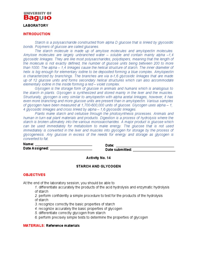 Group 4 Midterms Activities 14 | PDF | Polysaccharide | Starch