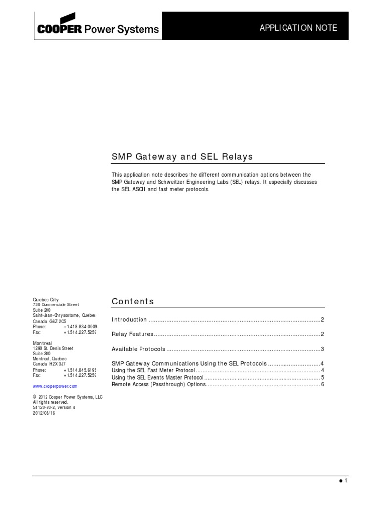SMP Gateway & SEL Relay Protocols | PDF | Computer File | Gateway ...
