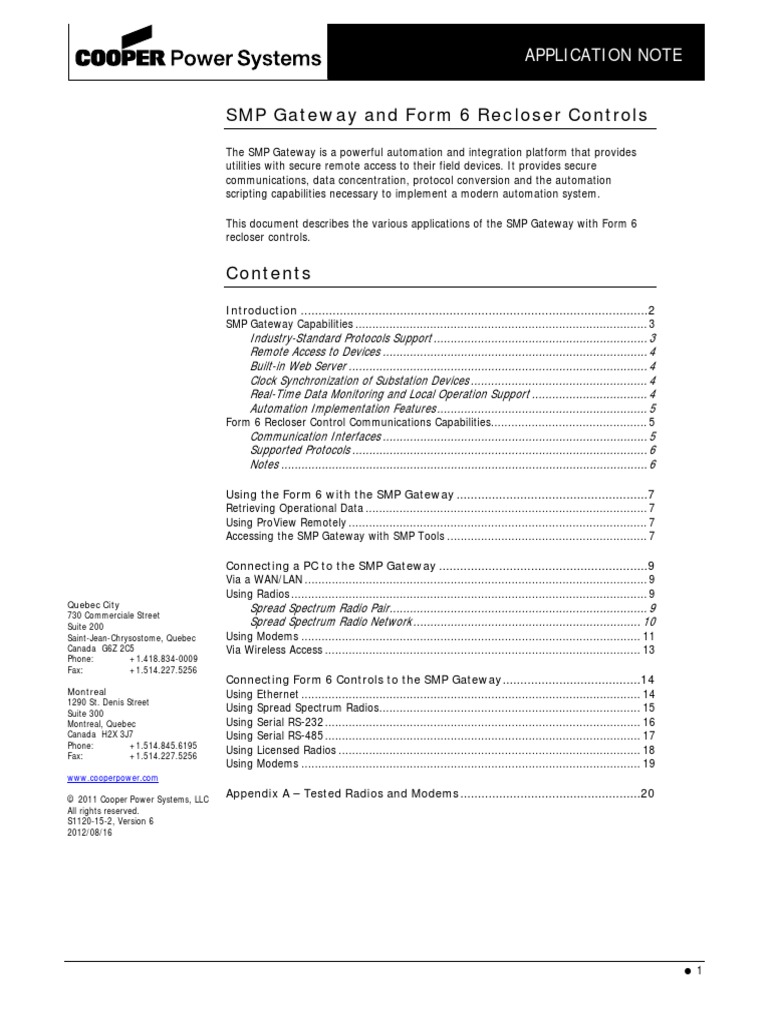 SMP Gateway and Form 6 Recloser Controls | PDF | Scada | Computer Network