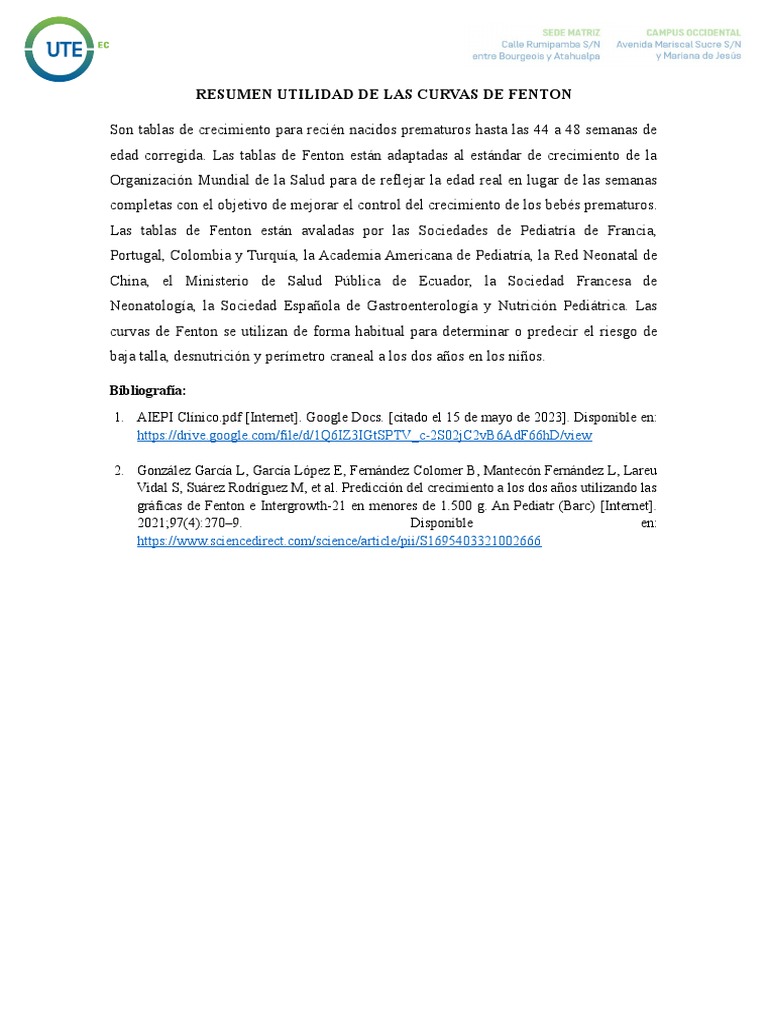 Resumen Utilidad de Las Curvas de Fenton | PDF