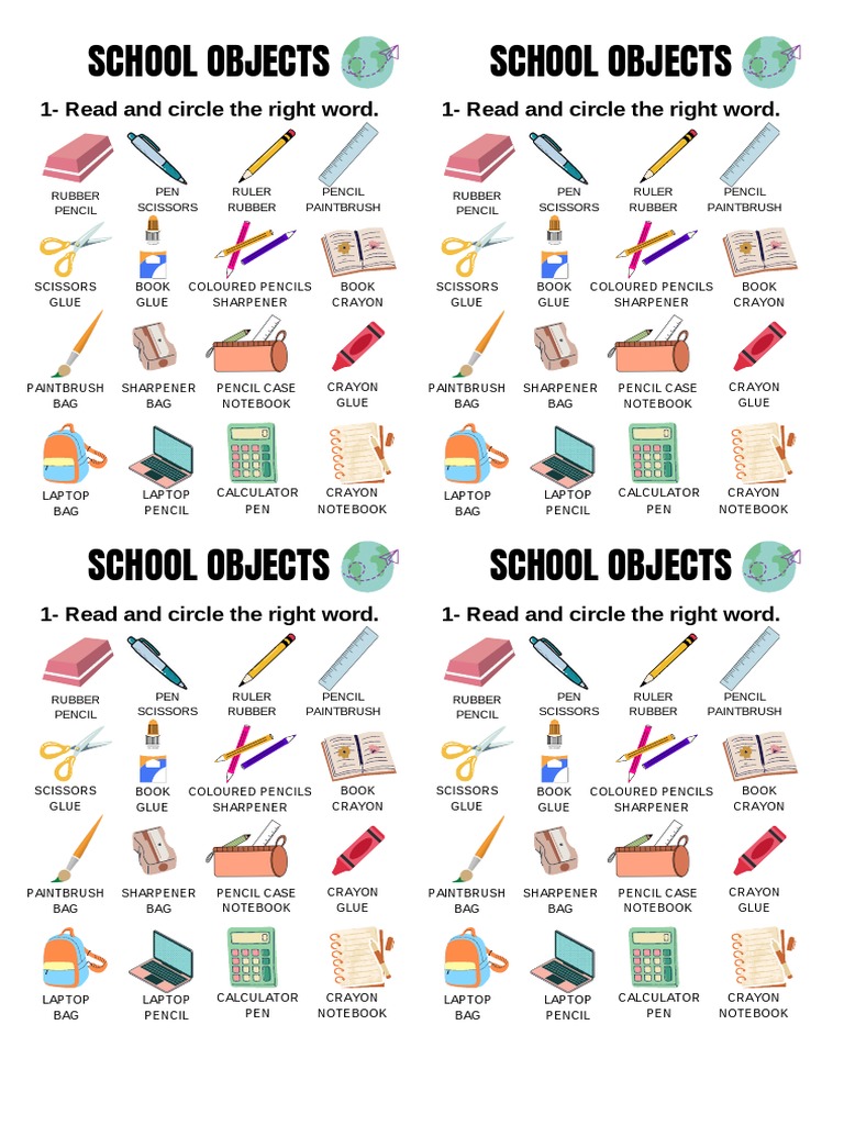 SCHOOL OBJECTS - Chico | PDF | Plural | Pencil