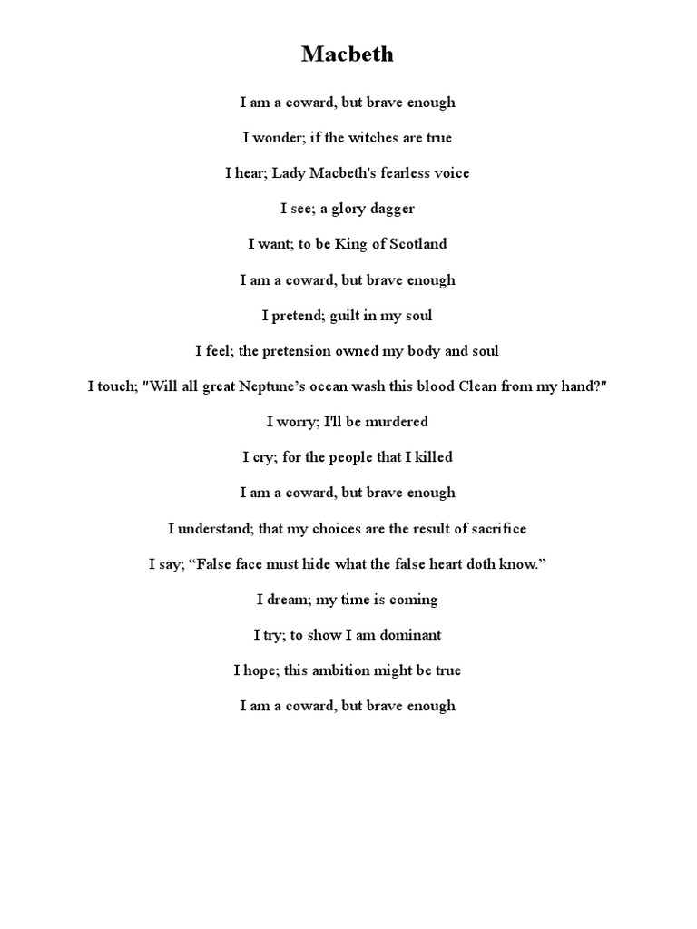 I Am - Poem Second Choice Board Online Version | PDF | Macbeth