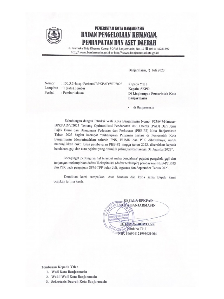 Surat Pemberitahuan PBB-P2 | PDF