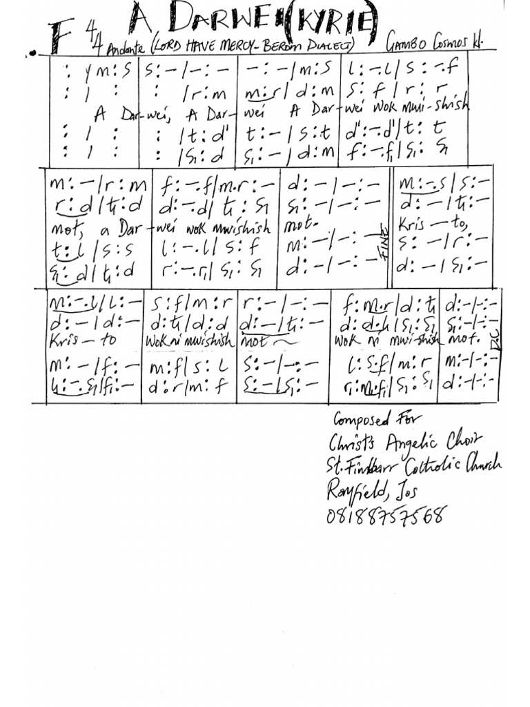 A DARWEI (Kyrie in Berom Dialect) | PDF