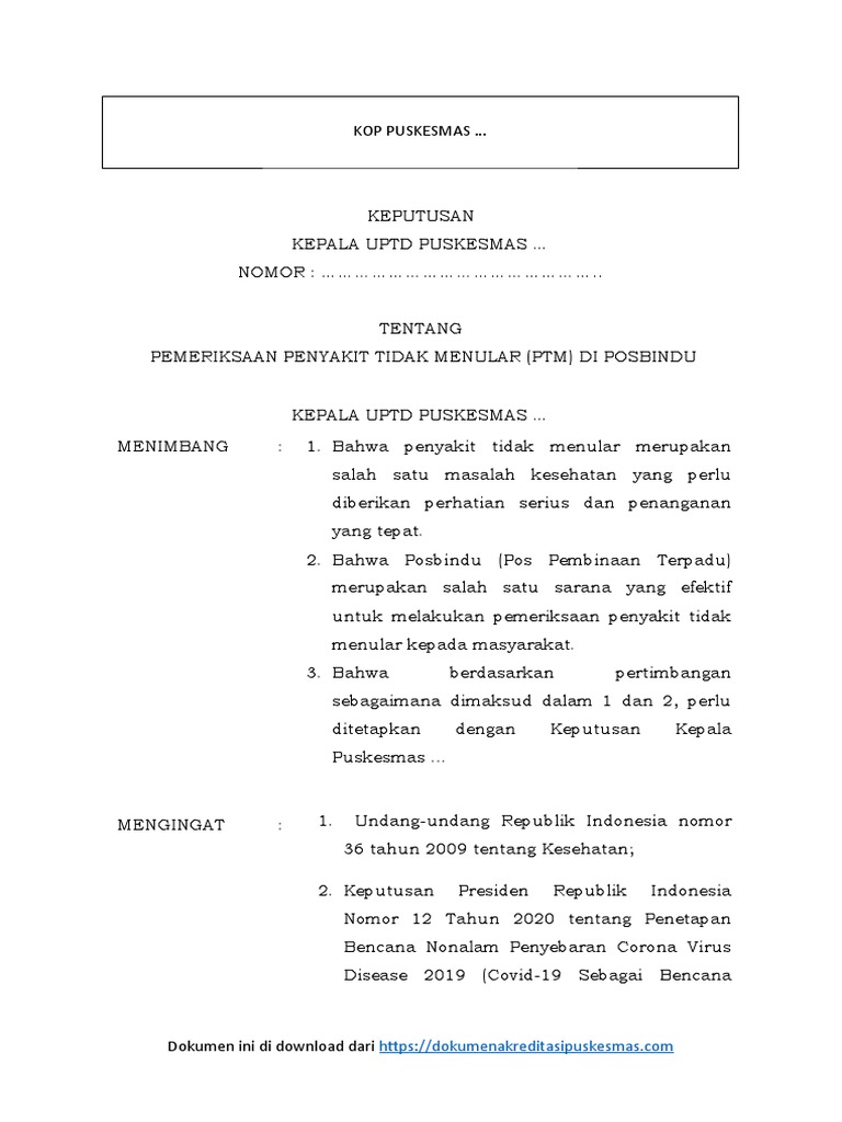 4.5.1.d SK PEMERIKSAAN PTM DI POSBINDU | PDF