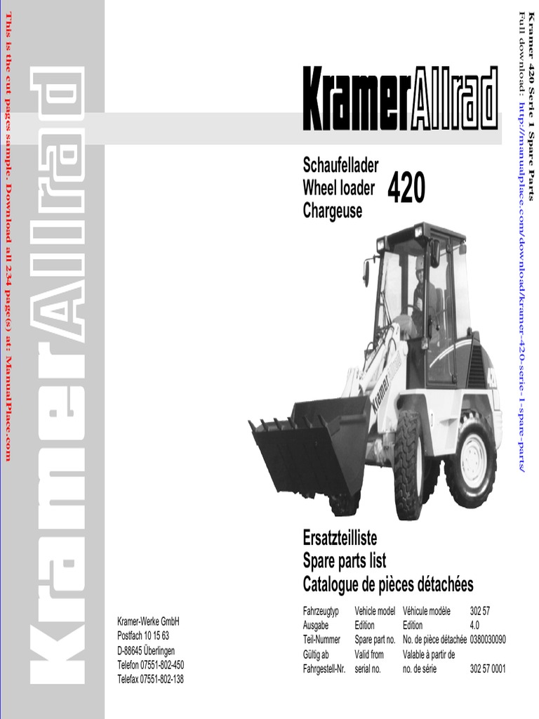 Kramer 420 Serie 1 Spare Parts | PDF