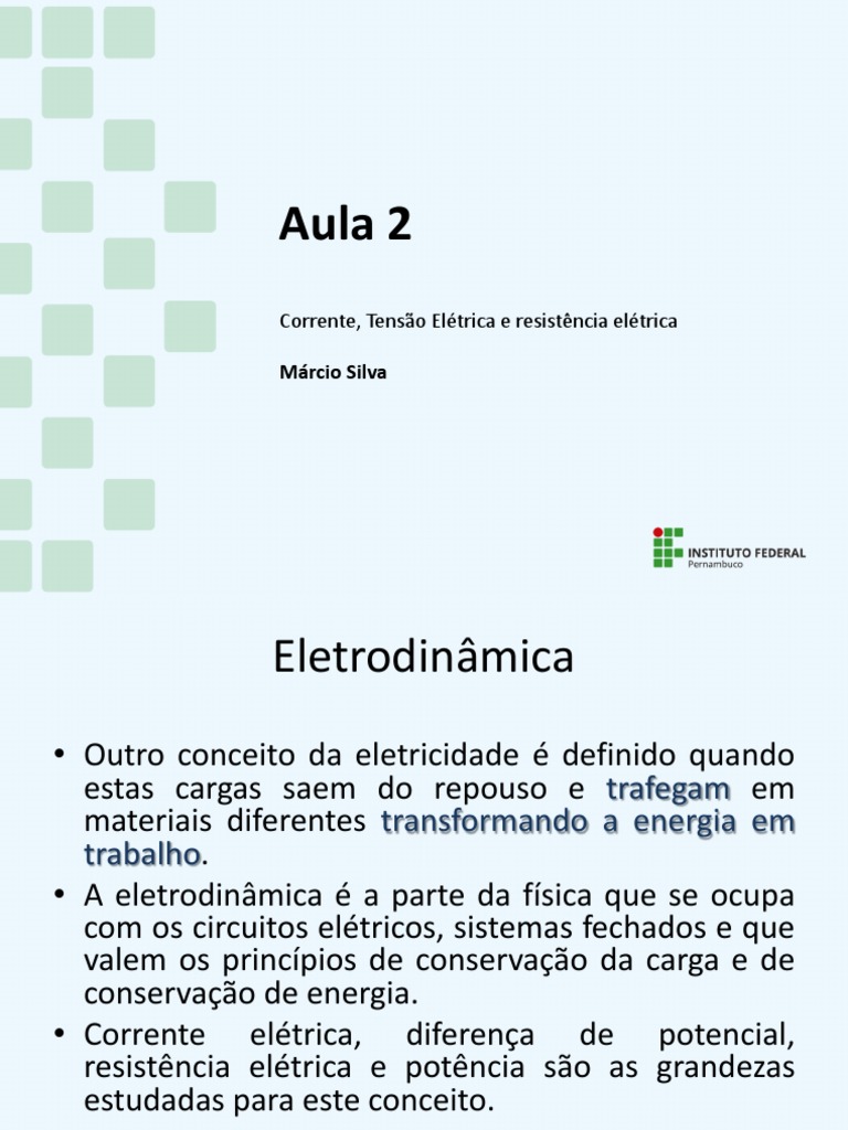 Aula 2 - Corrente-Tensão Elétrica - Resistência Elétrica - Instalador | PDF | Corrente elétrica ...