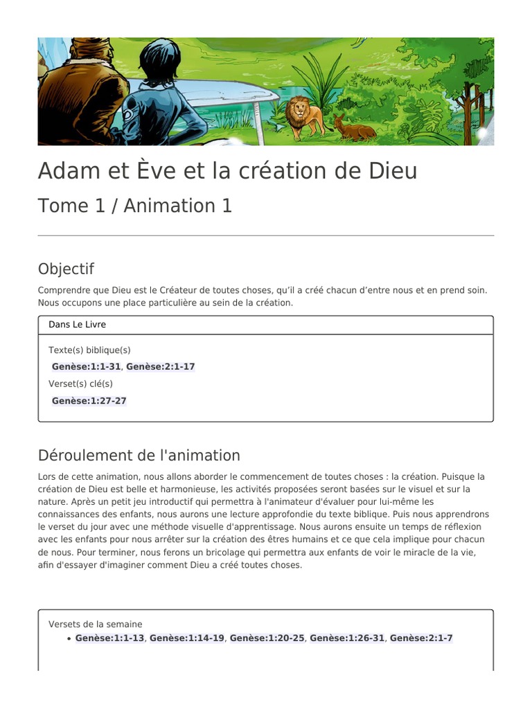 Adam et Ève : La création divine expliquée | PDF | Création (Bible ...