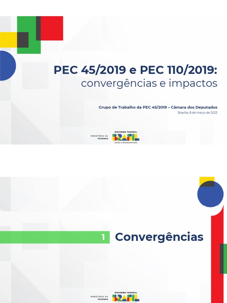 Pec 45 2019 e Pec 110 2019 Convergencias e Impactos 8 3 2023 | Download grátis PDF | Impostos ...