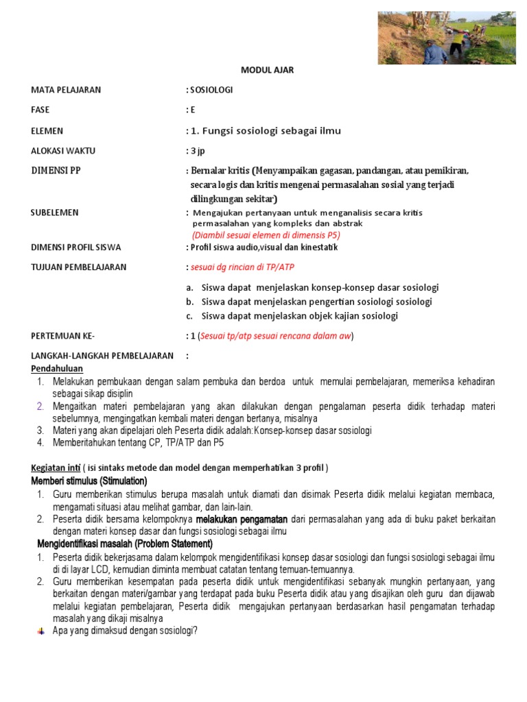 Modul Ajar Sosiologi 2 | PDF