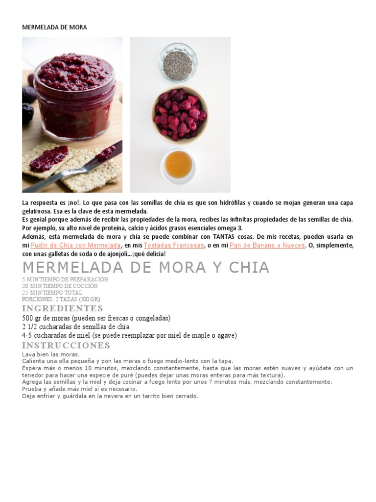 Receta Mermelada de Mora | PDF | Panes | Postres