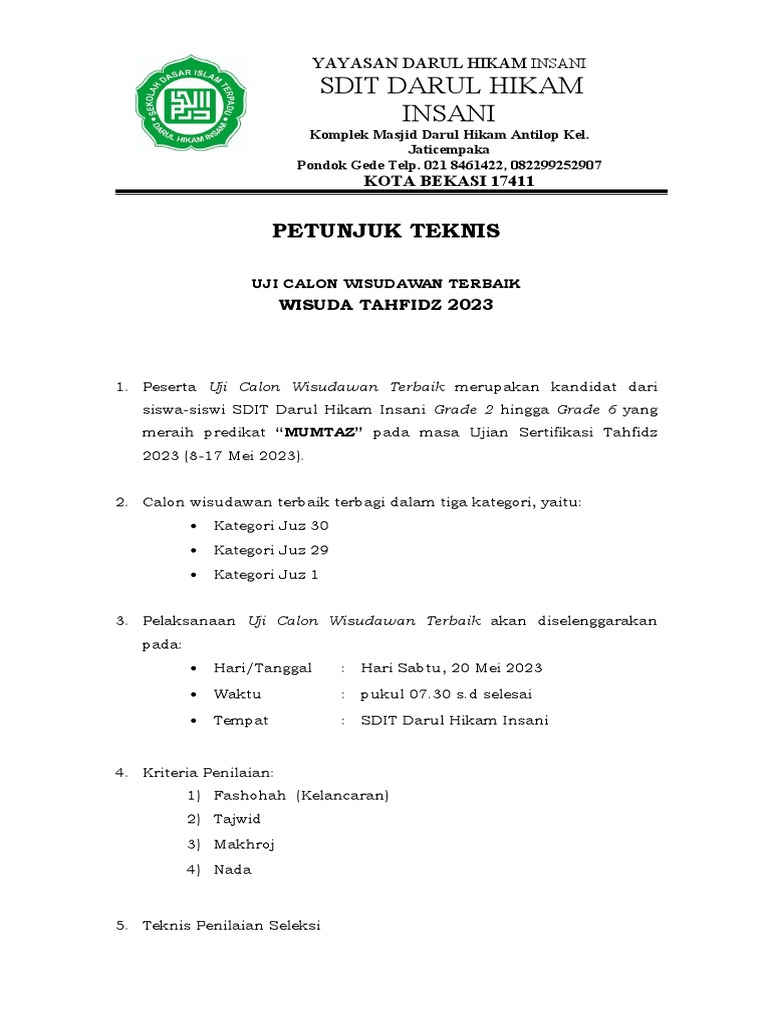 Juknis Uji Calon Wisudawan Terbaik | PDF