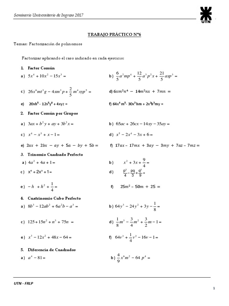 Practica Matematica 6 | PDF | Álgebra | Matemáticas