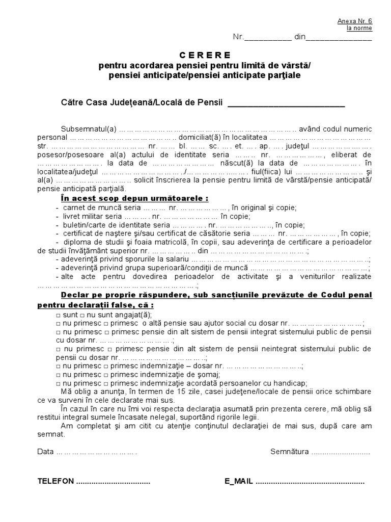 Cerere Declaratie Pensie LV PA PAP | PDF