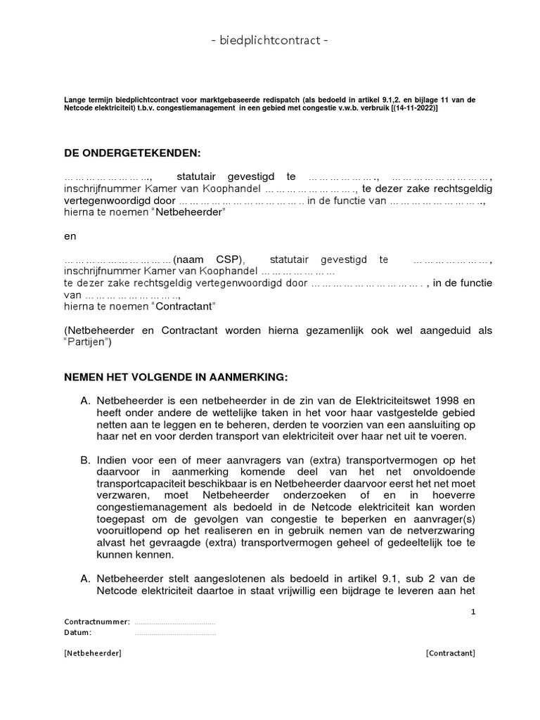 Biedplichtcontract Voor Verbruikers | PDF