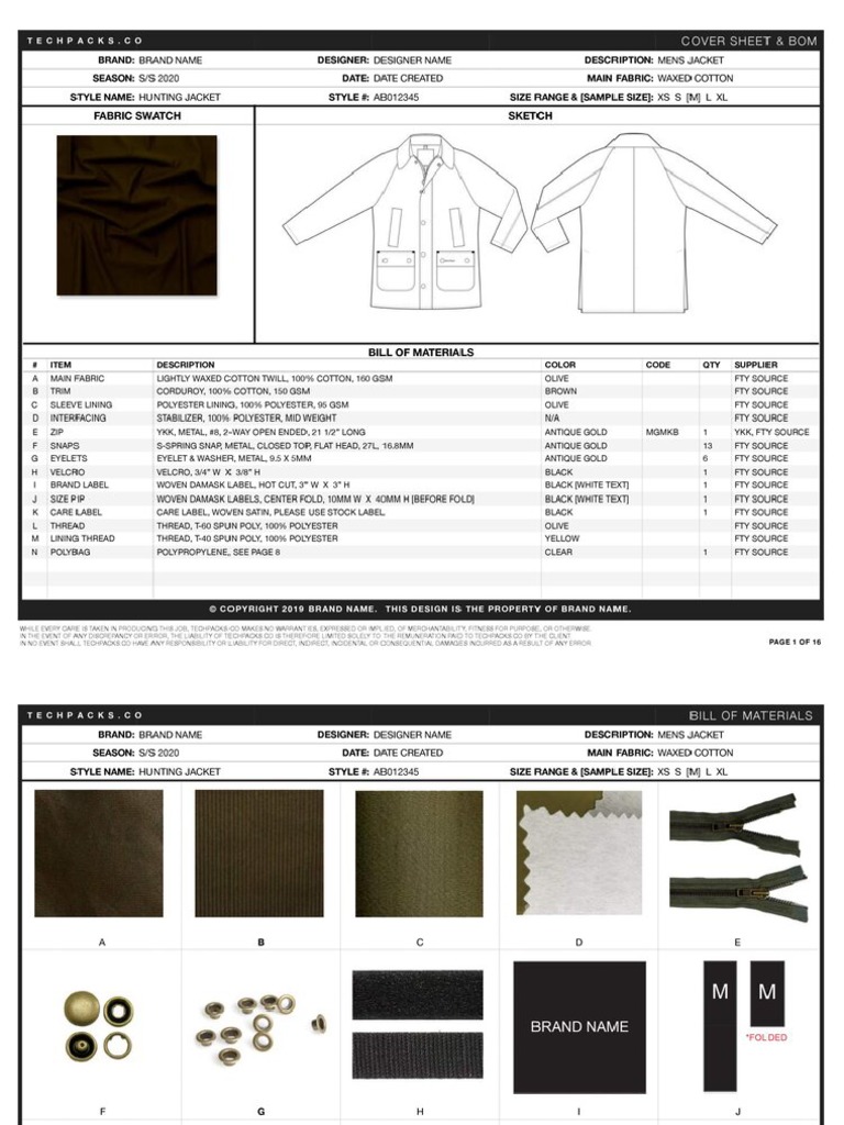 Tech Pack Example | PDF