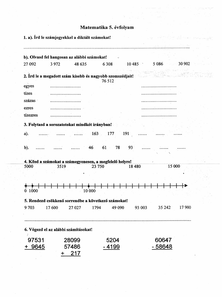 Matek 5. Osztály | PDF