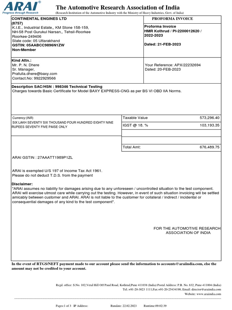 Proforma Invoice | PDF | Cheque | Taxation