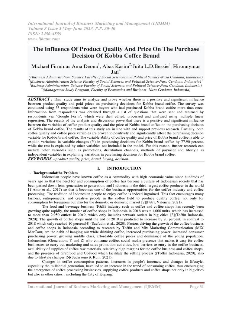 The Influence of Product Quality and Price On The Purchase Decision of ...