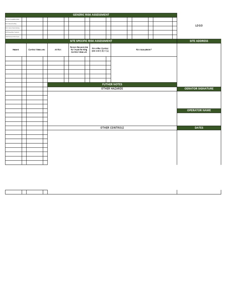 Pest Control Risk Assessment | PDF