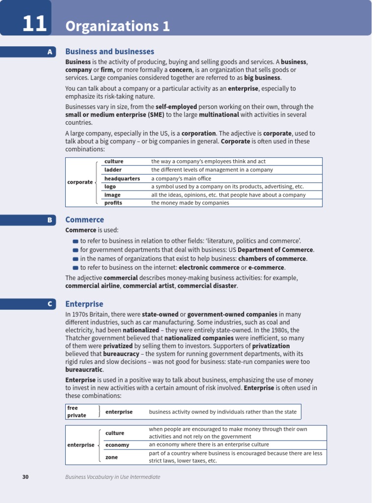 Business Vocabulary in Use Intermediate With Answers-Pages-32,34 | PDF ...