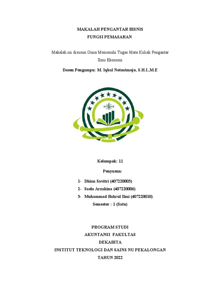 Makalah Fungsi Pemasaran (Pengantar Bisnis) | PDF | Karier ...