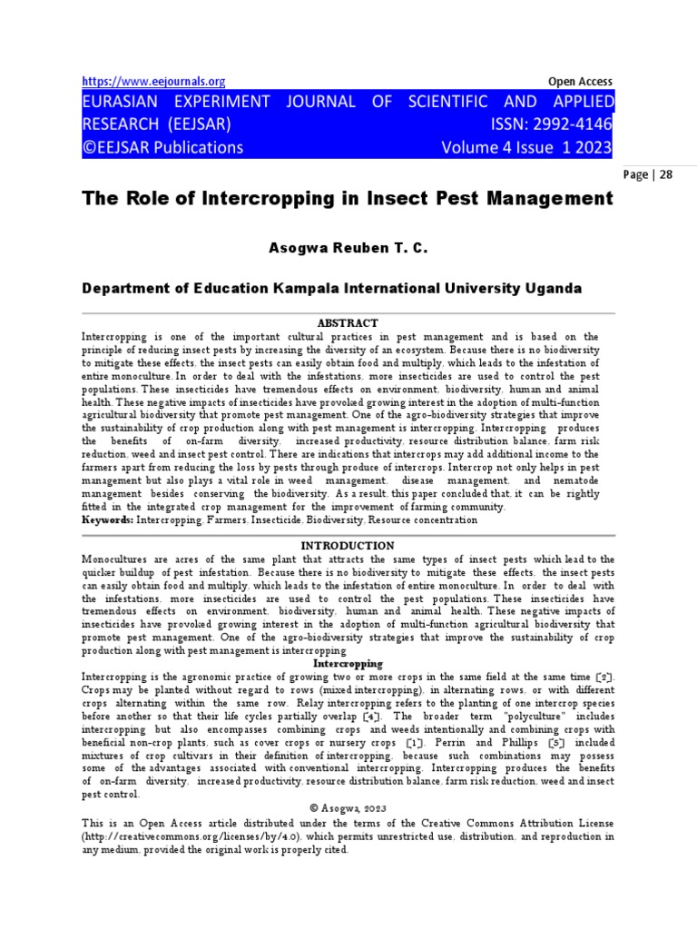 Intercropping for Pest Control | PDF