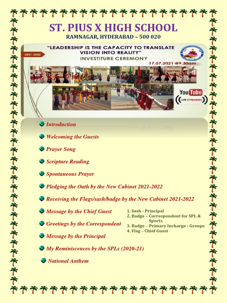 St. Pius X High School: Ramnagar, Hyderabad - 500 020 | PDF