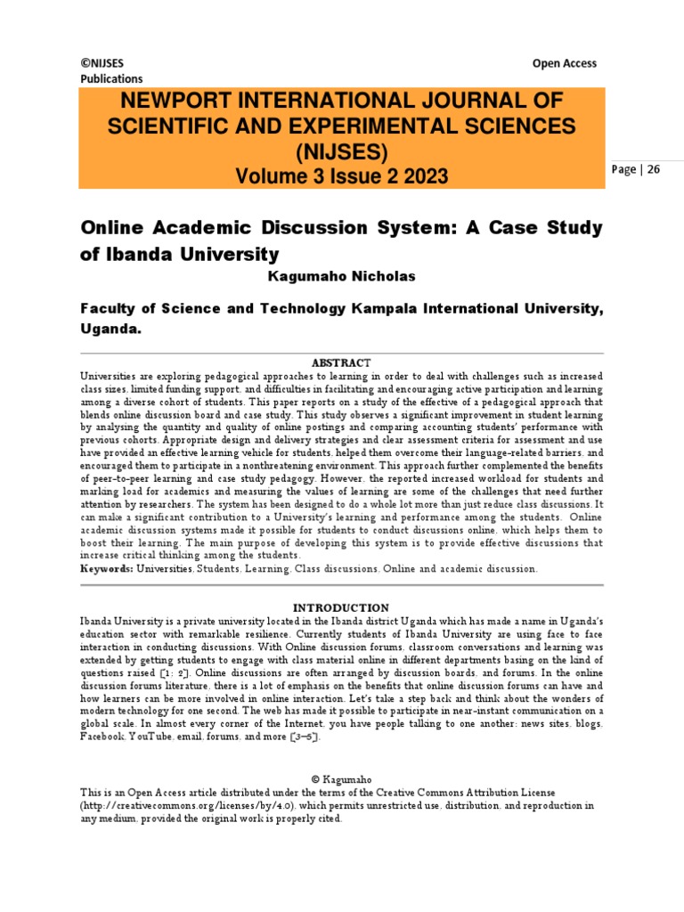 Online Academic Discussion System A Case Study of Ibanda University ...