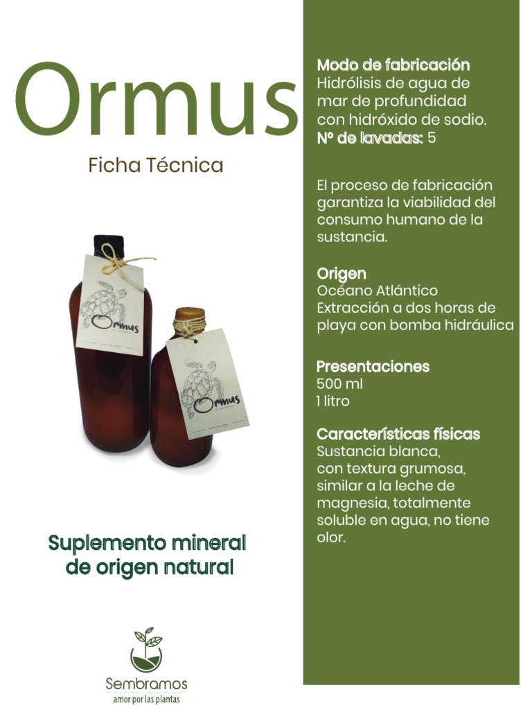 Ficha Tecnica Ormus 1 | PDF | Agua | Alimentos