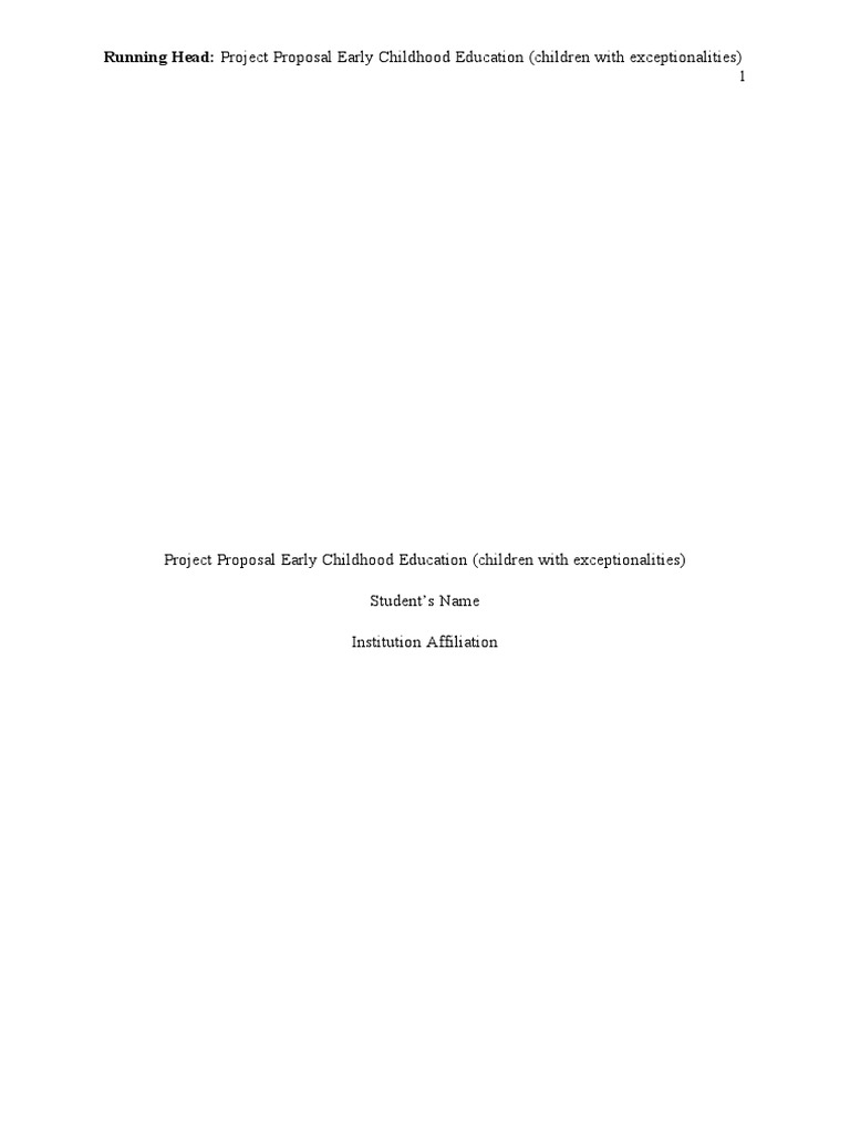 Project Proposal Early Childhood Education | PDF | Early Childhood ...