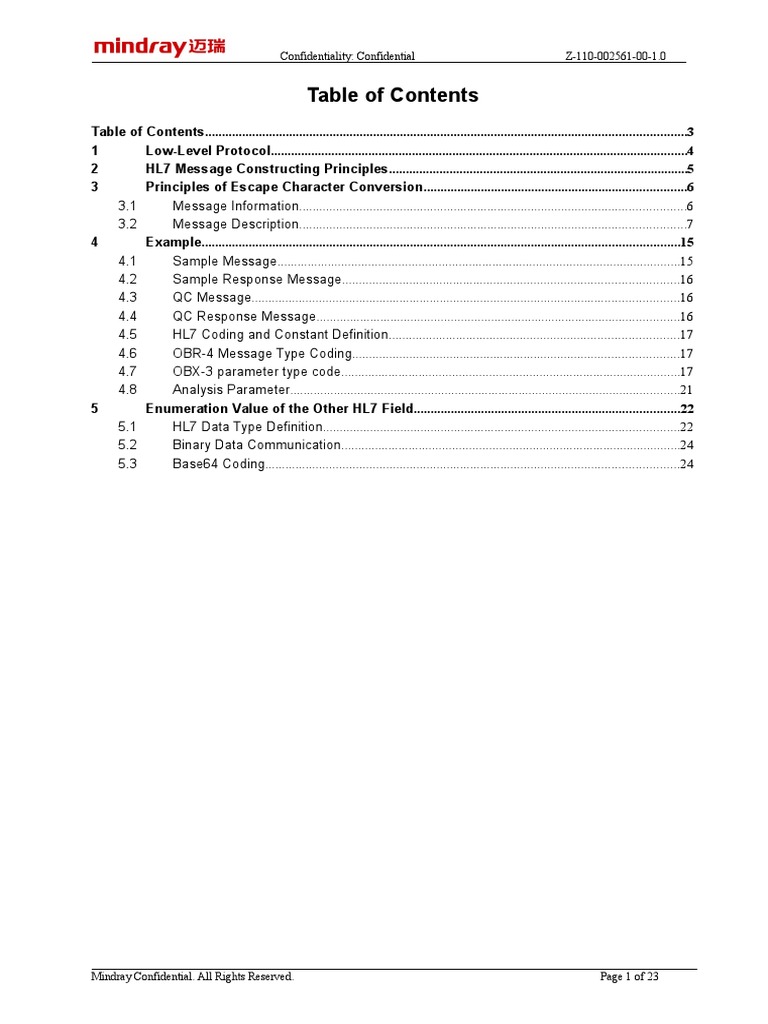 2014 - 07 - 2810 - 16 - 25BC-5000&5150 - HL7 Communication Protocol - V1.0 - EN | PDF