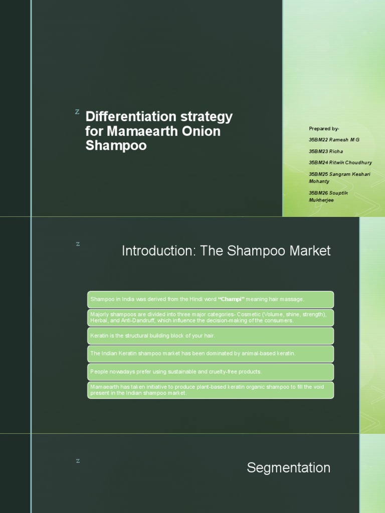 Differentiation Strategy For Mamaearth Onion Shampoo: Prepared by | PDF