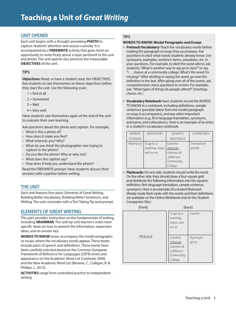 National Geographic Great Writing 5th Ed - 2 Teachers Notes | PDF ...
