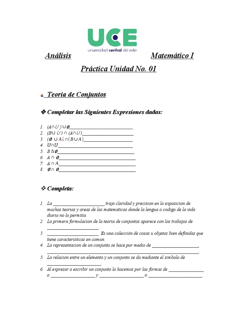 Primera Practica - Teoria de Conjuntos - Septiembre - Diciembre 2022 | PDF