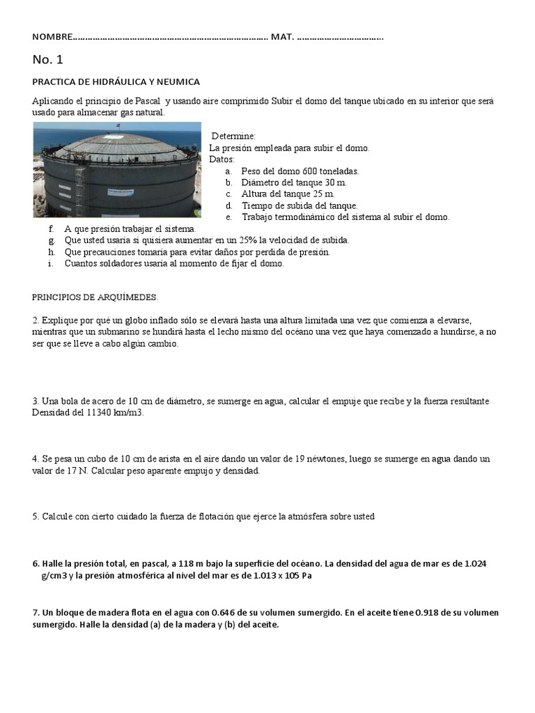 Practica 3 | PDF | Presión | Pascal (Unidad)