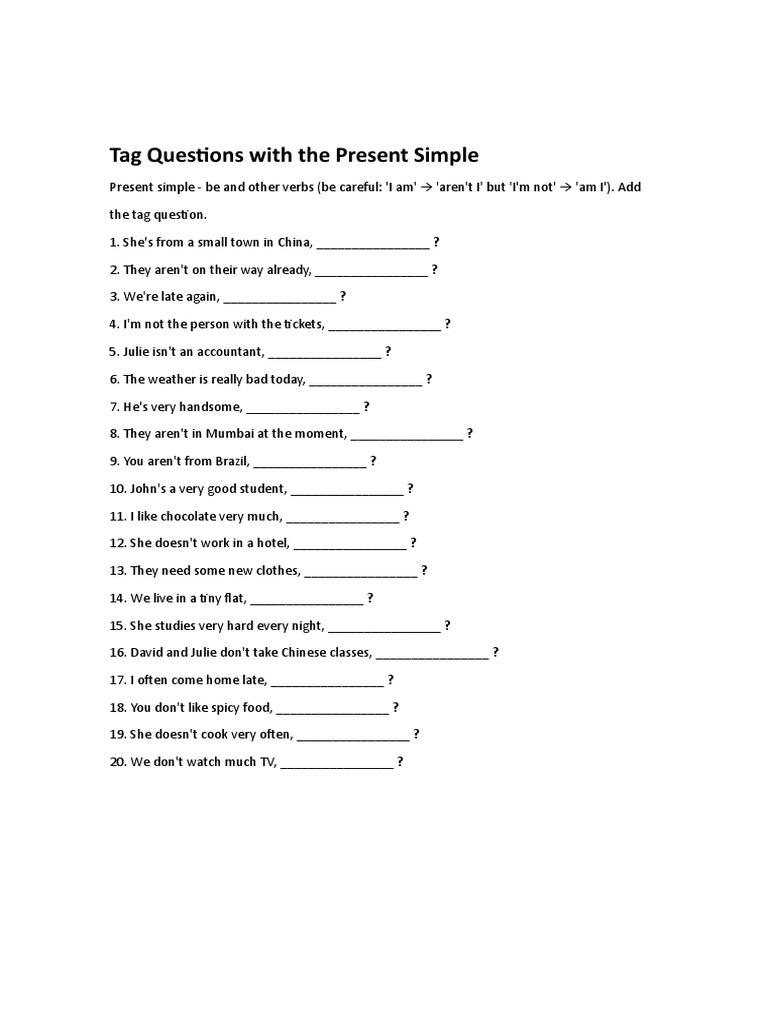 Tag Questions Practice Guide | PDF