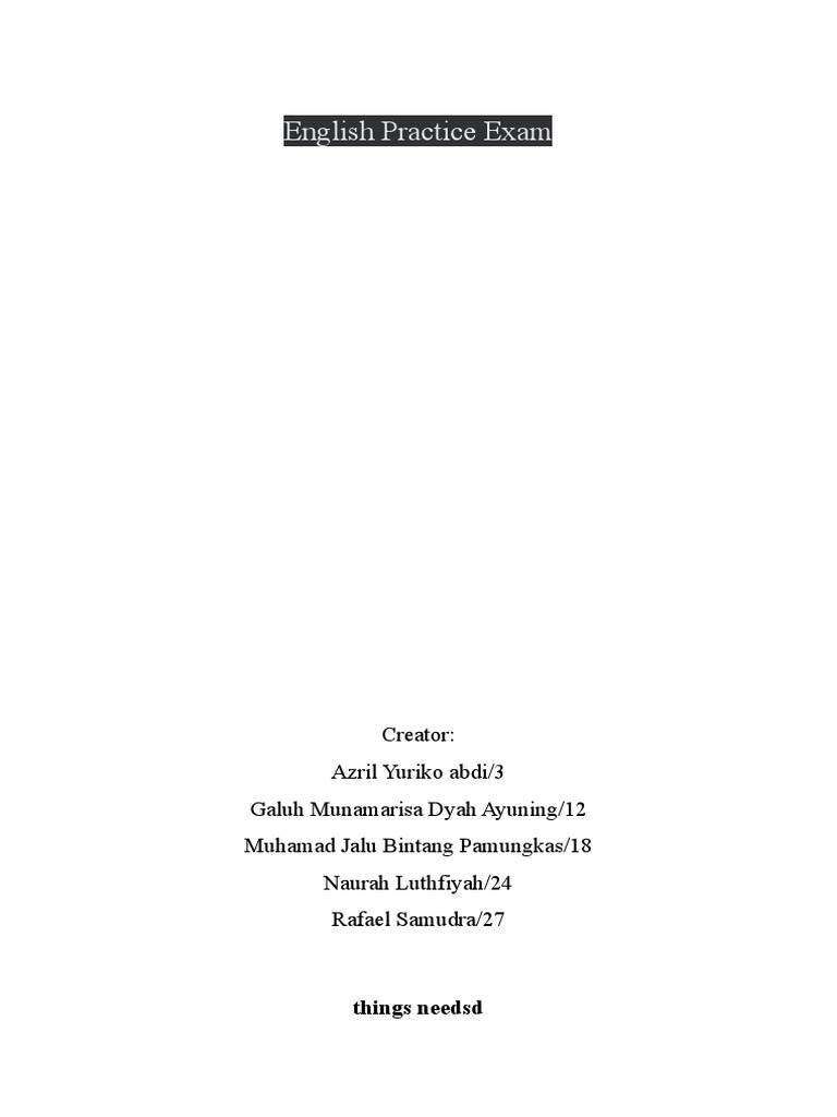 English Practice Exam Pdf