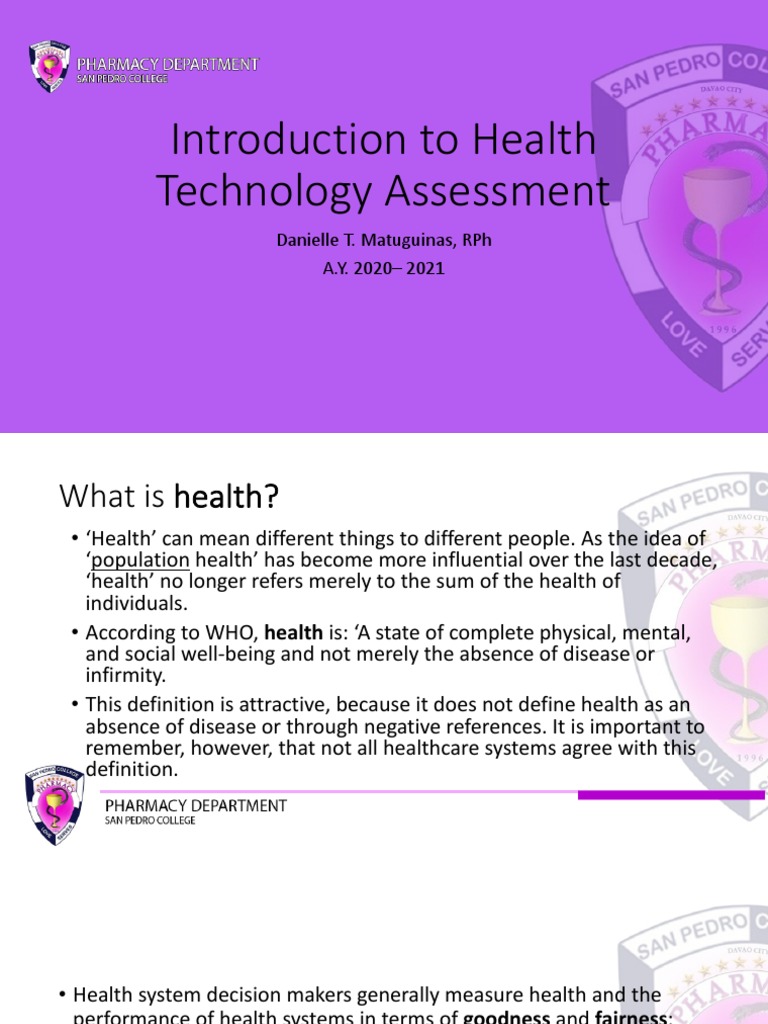 Unit 1 - Introduction To Health Technology Assessment | PDF