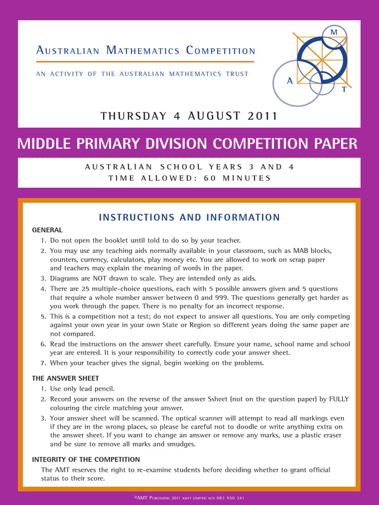 AMC Middle Primary 2011 | PDF