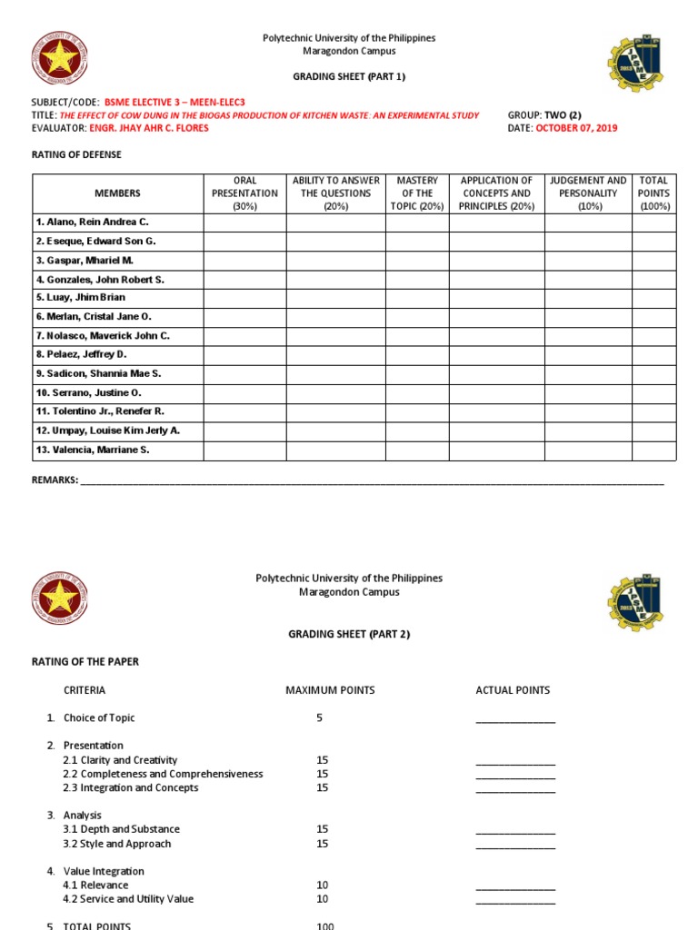 Grading Sheet Rev00 | PDF | Cognition | Cognitive Science