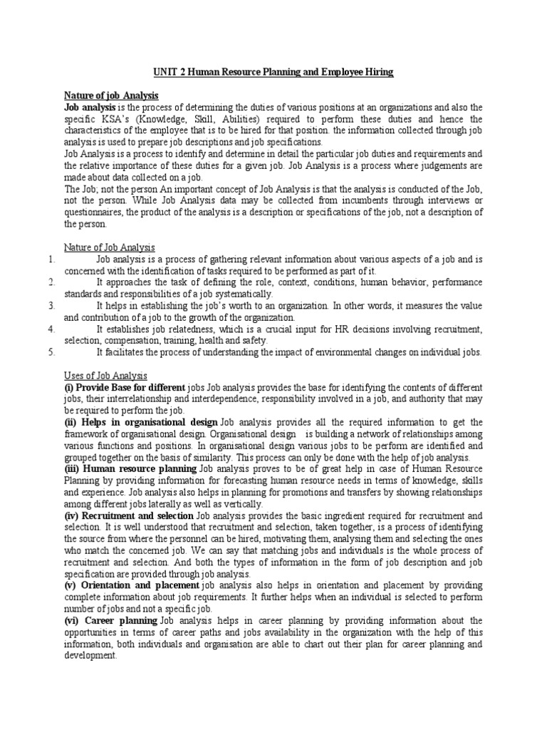 Job Analysis and Design in HR Planning | PDF | Recruitment | Human ...