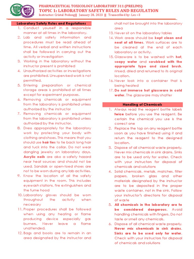 Phctlab - Topic 1 - Prelims | PDF | Filtration | Laboratories