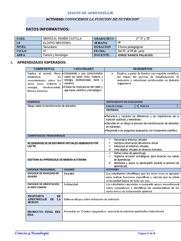 SESION Cyt 2° - 7 | PDF | Evaluación | Aprendizaje