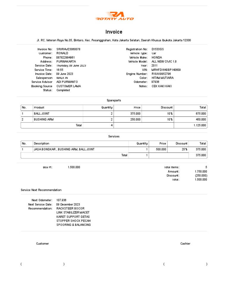 Invoice Civic | PDF | Honda | Vehicles