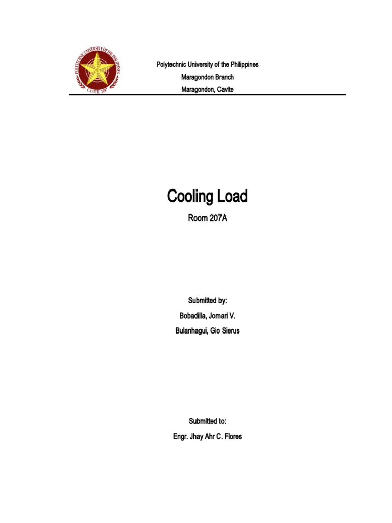 Cooling Load Bobadilla | PDF | Air Conditioning | Heat Transfer